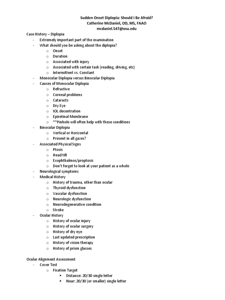 Diplopia Diagnosis Guide for Optometrists | PDF | Human Eye | Visual System