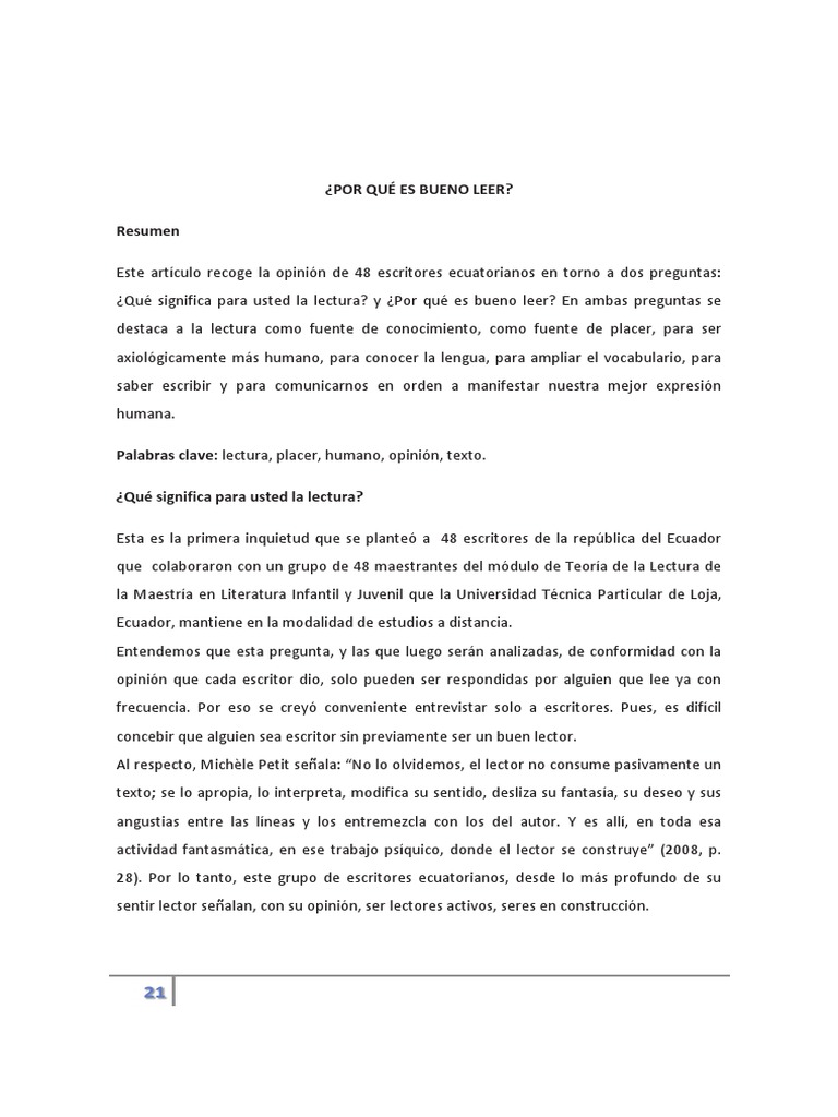 Por Que Es Bueno Leer - 1 - IBim | PDF | Conocimiento | Amor