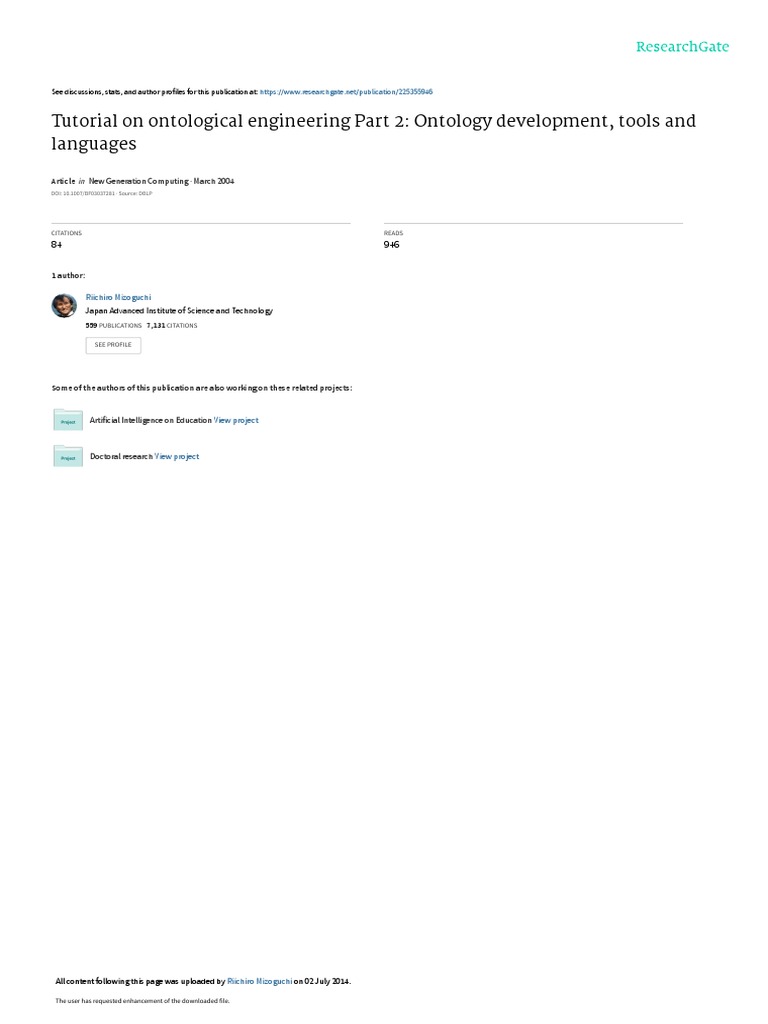 Tutorial On Ontological Engineering Part 2: Ontology Development, Tools and Languages | PDF ...