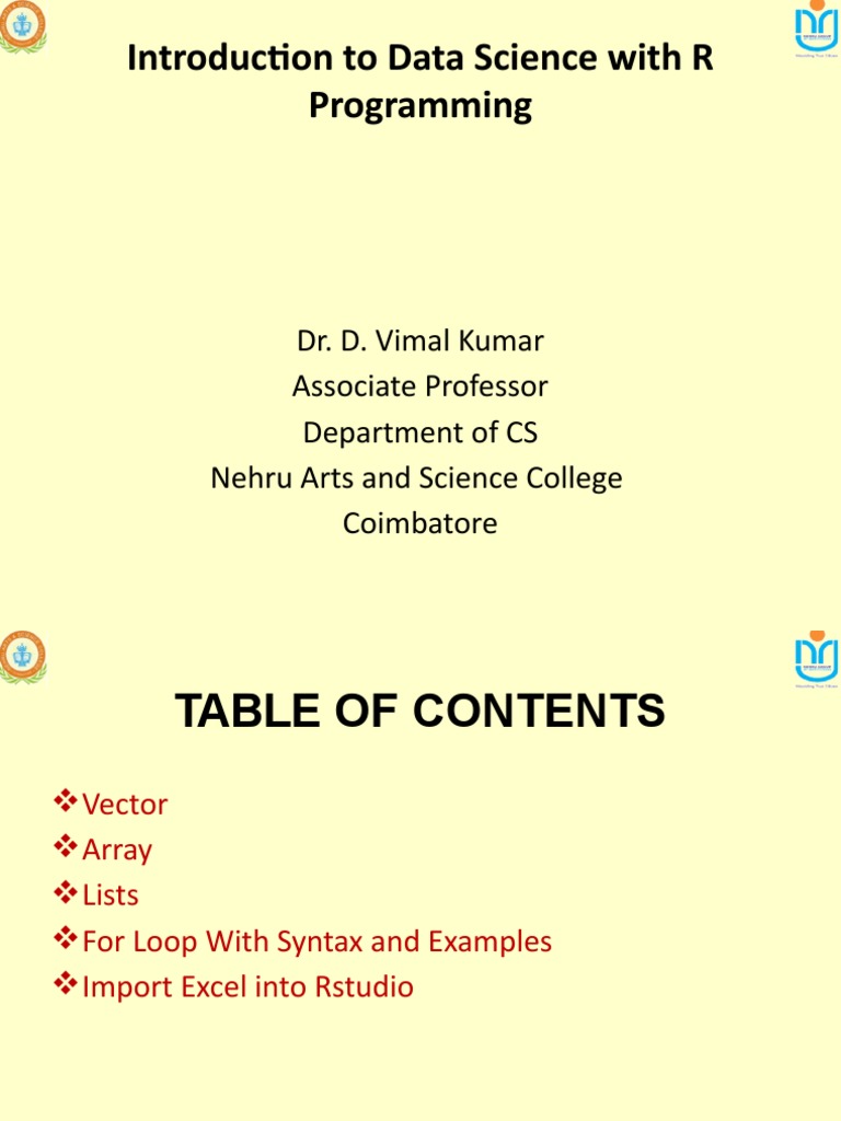 R Programming Syntax Overview | PDF | Array Data Structure | Chart