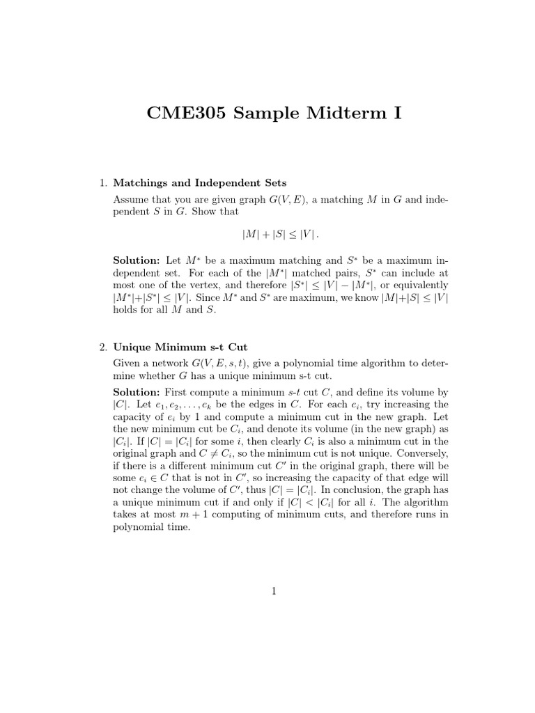 CME305 Sample Midterm I: Solution: Let M | PDF | Algorithms | Theoretical Computer Science