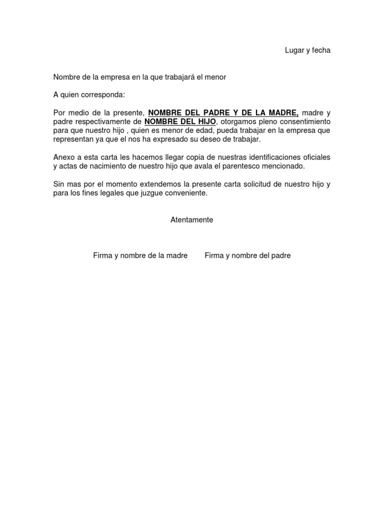 Modelo Contrato Trabajo Menor De Edad In English