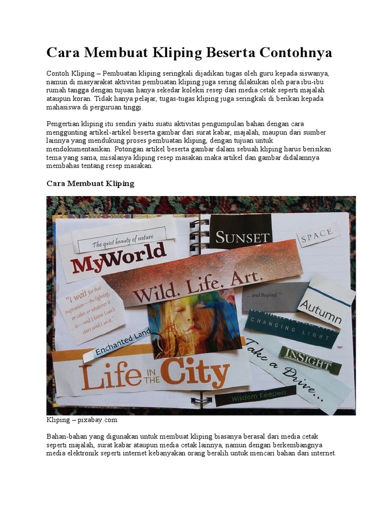Cara Membuat Kliping Beserta Contohnya | PDF