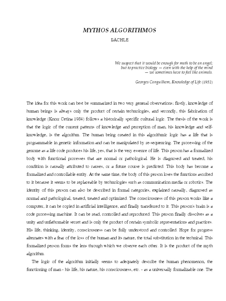 Mythos Algorithmos PDF | PDF | Theory | Idea