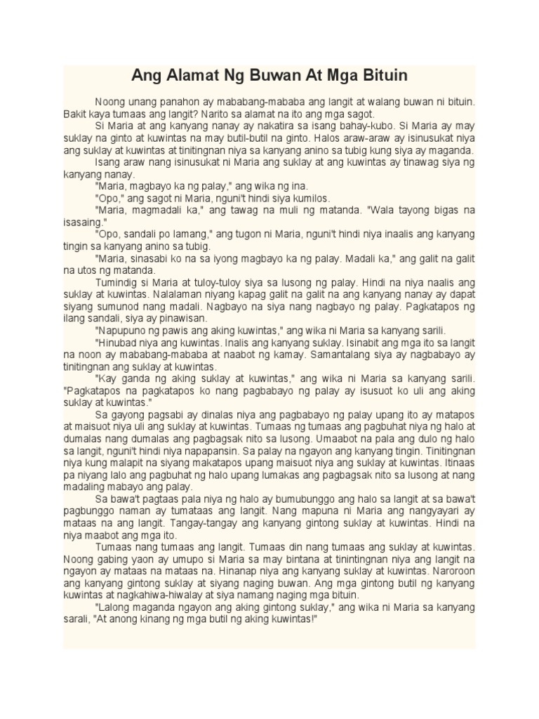 Ang Alamat NG Buwan at Mga Bituin | PDF