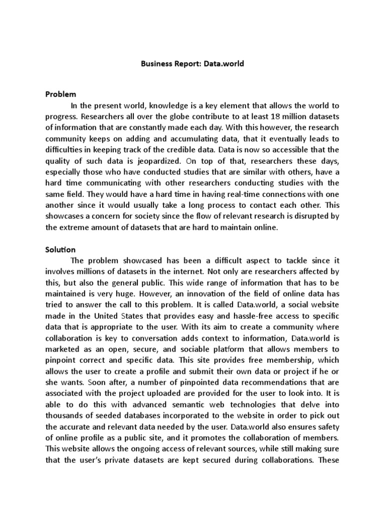 Business Report INNOVATION | PDF | Innovation | Data