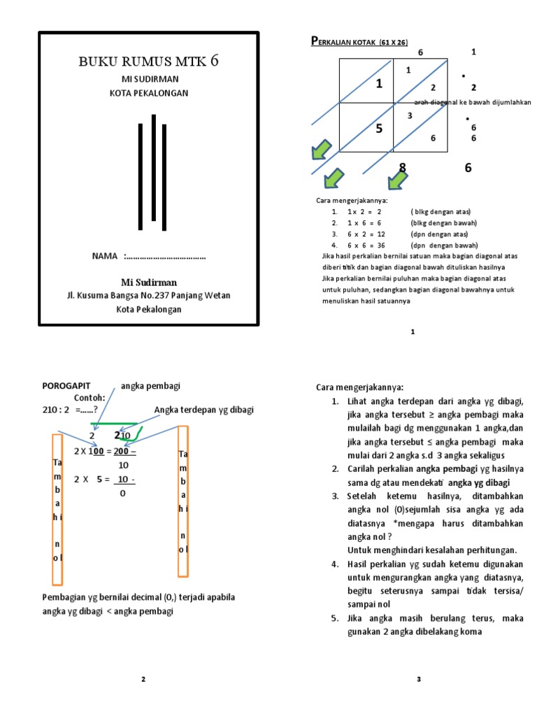Buku Rumus MTK 6 | PDF