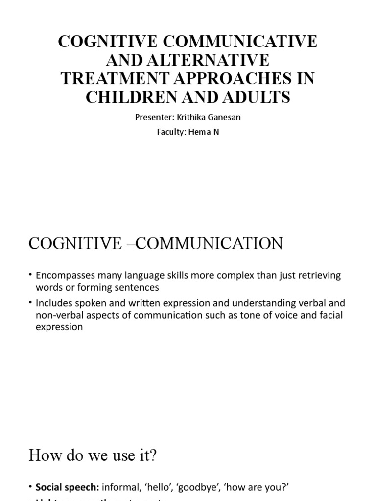 Cognitive Communicative and Alternative Treatment Approaches | PDF ...