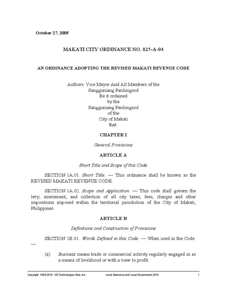 Revised Makati Revenue Code | PDF | Real Estate Appraisal | Taxes