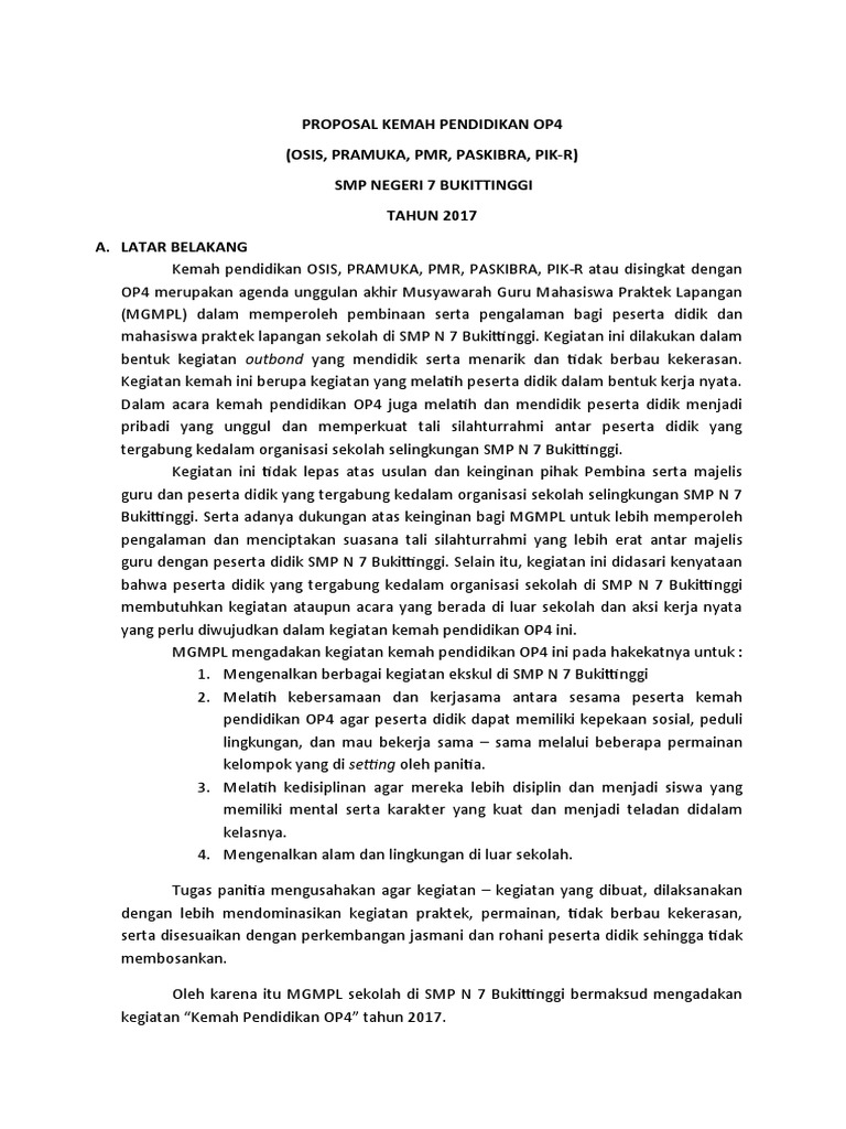 Proposal Kemah OP4 | PDF