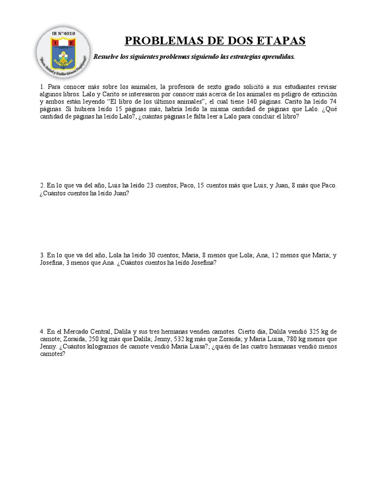 Ejercicios Problemas de Dos Etapas | PDF