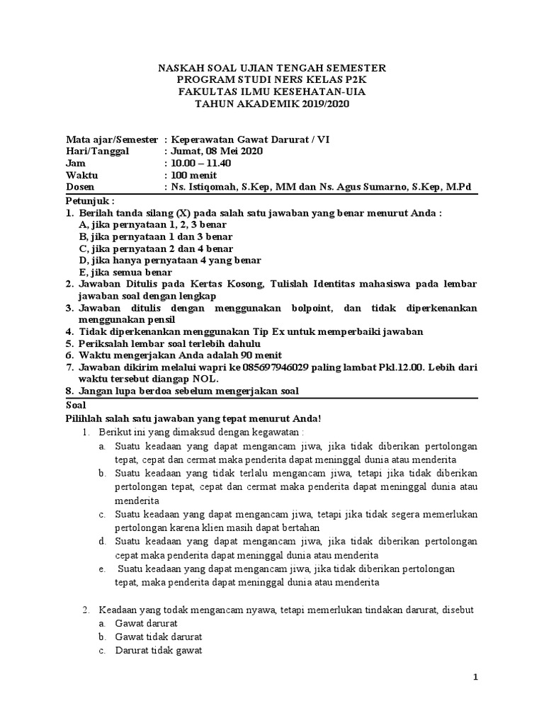 Uts Gadar 2020 S1 | PDF