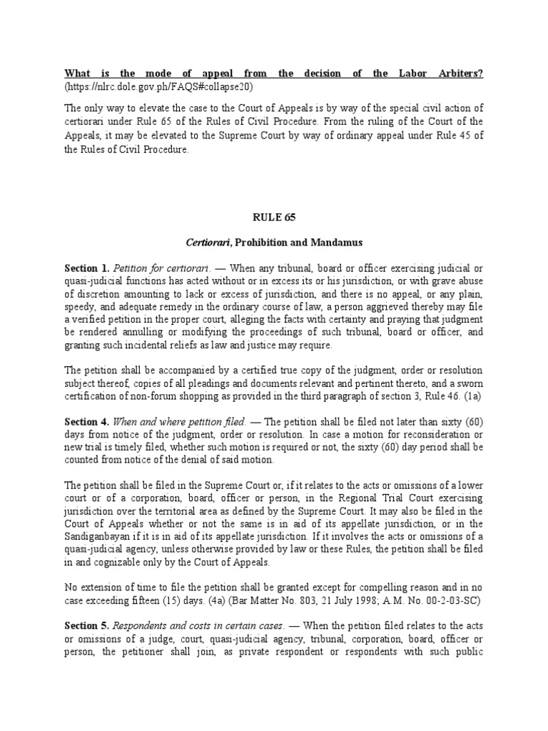 Certiorari, Prohibition and Mandamus | PDF | Certiorari | Jurisdiction