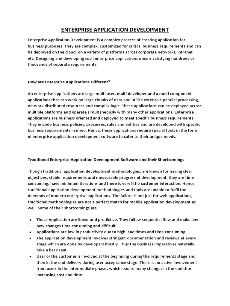 Enterprise Application Development | PDF | Software Development ...