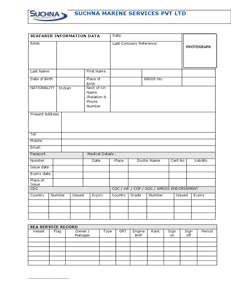 Seafarer Information for Suchna Marine | PDF