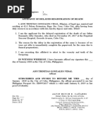 AFFIDAVIT OF LATE REGISTRATION OF MARRIAGE (Sample) | PDF | Affidavit ...