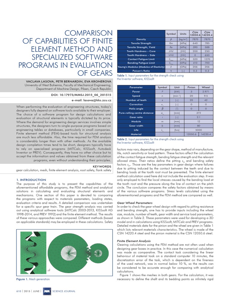 Mmscience 2015 06 Comparison Of Capabilities Of Finite Element Method And Specialized 