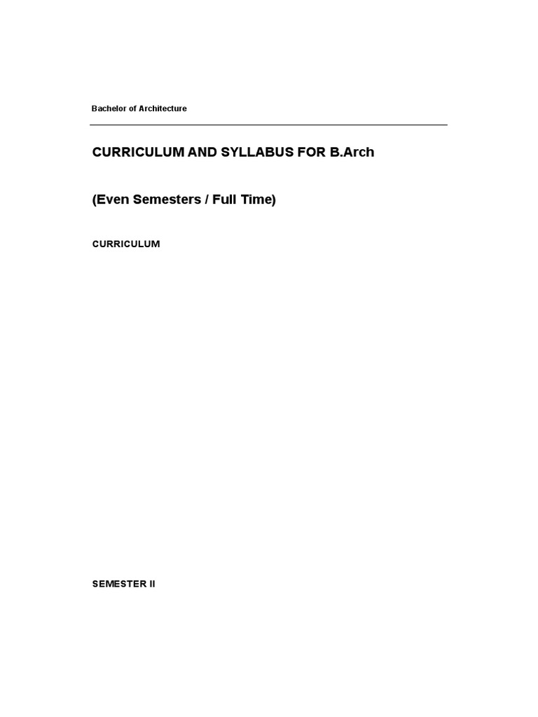 Curriculum and Syllabus for Bachelor of Architecture Program Outlining ...