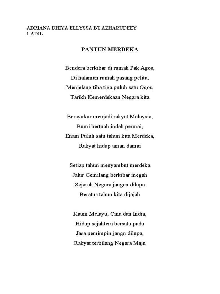 Pantun Merdeka | PDF