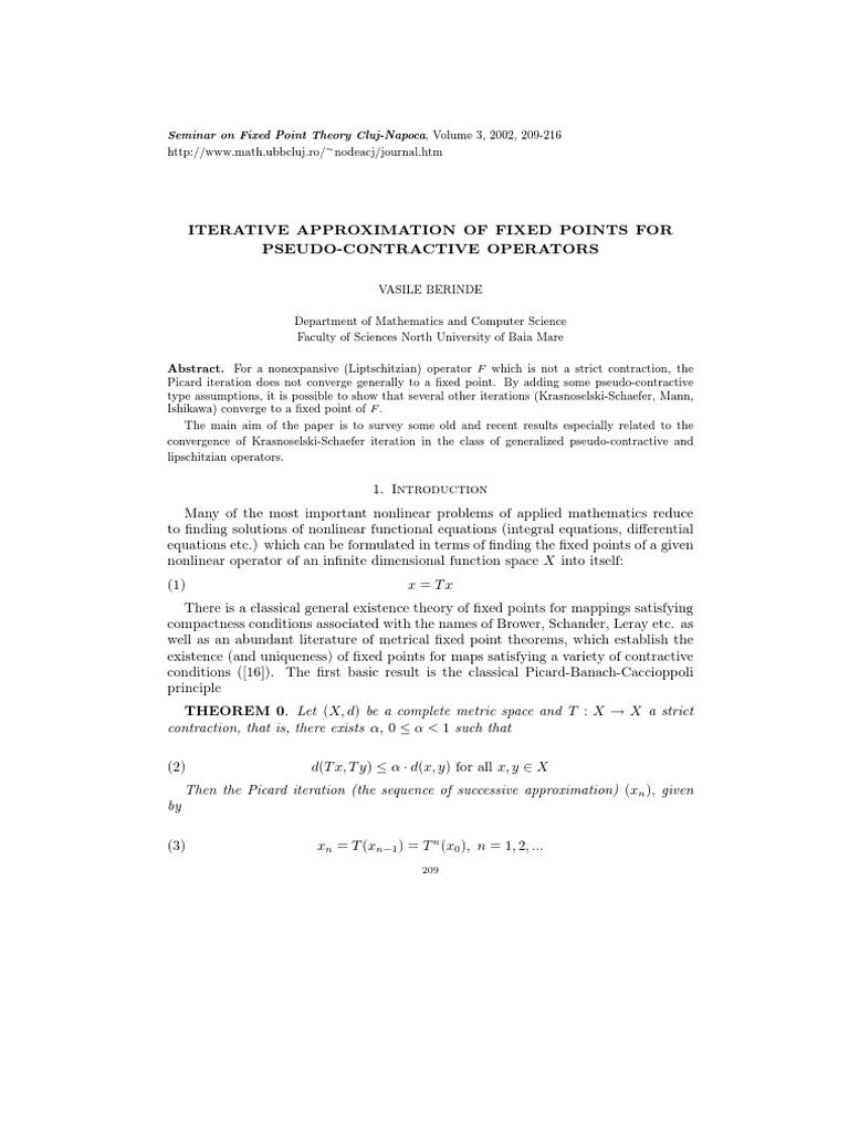 Iterative Approximation of Fixed Points For Pseudo-Contractive Operators | PDF | Nonlinear ...