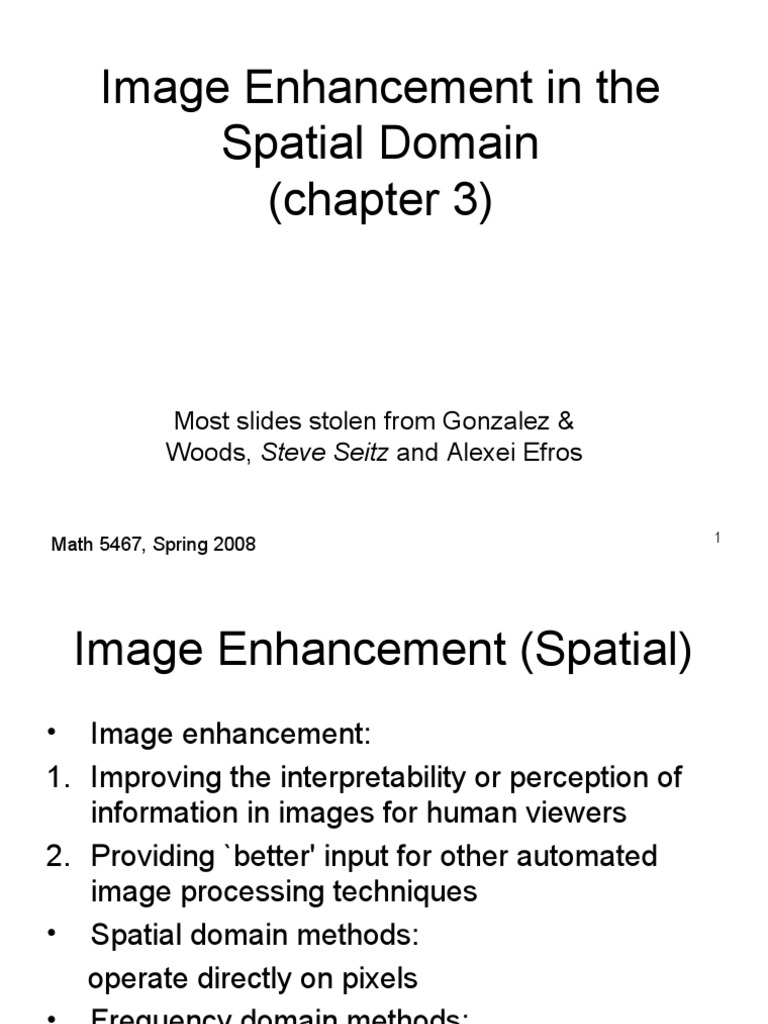 Image Enhancement in The Spatial Domain (Chapter 3) | PDF