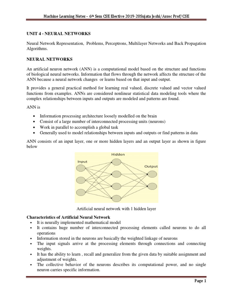 ANN-unit 4 PDF | PDF | Artificial Neural Network | Computational ...
