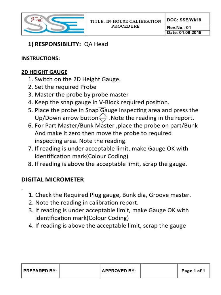 In-House Calibration Procedures Guide | PDF | Technology & Engineering
