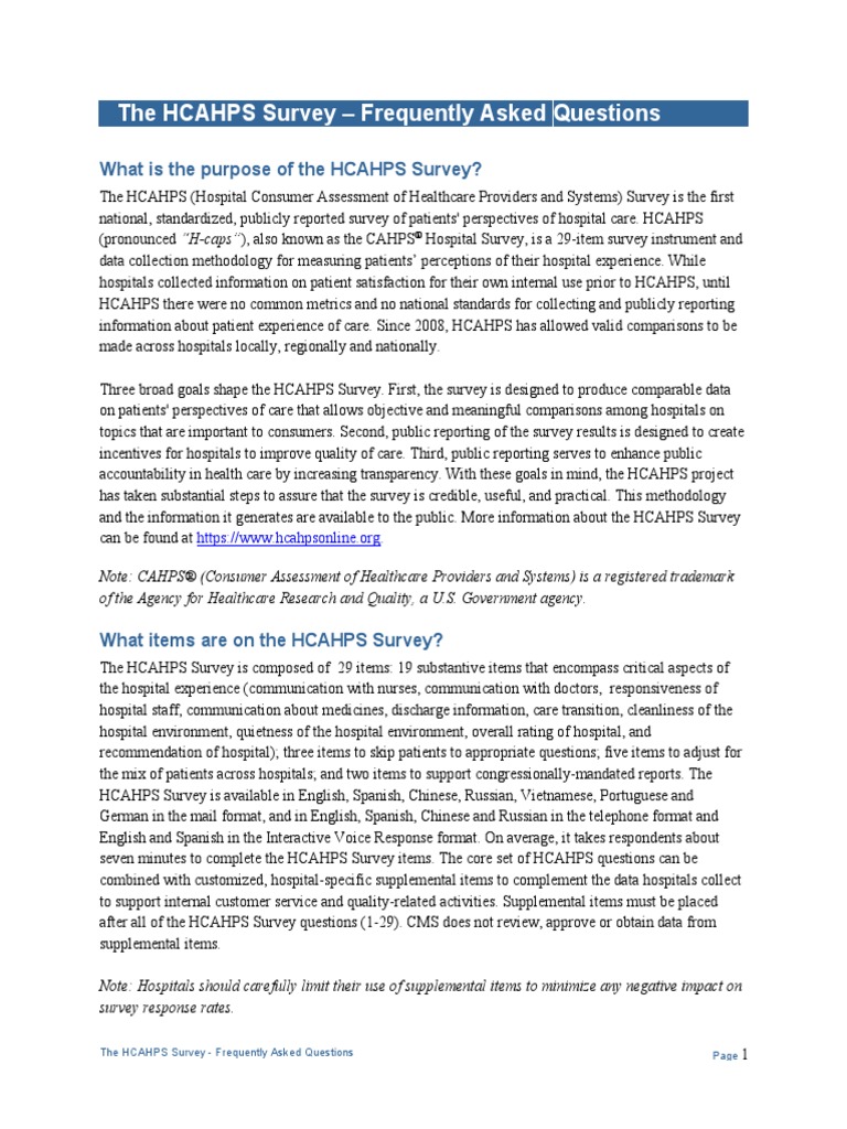 HCAHPS FAQ, 10-03-19, Hospital Compare HCAHPSFAQs - CMS Website | PDF ...