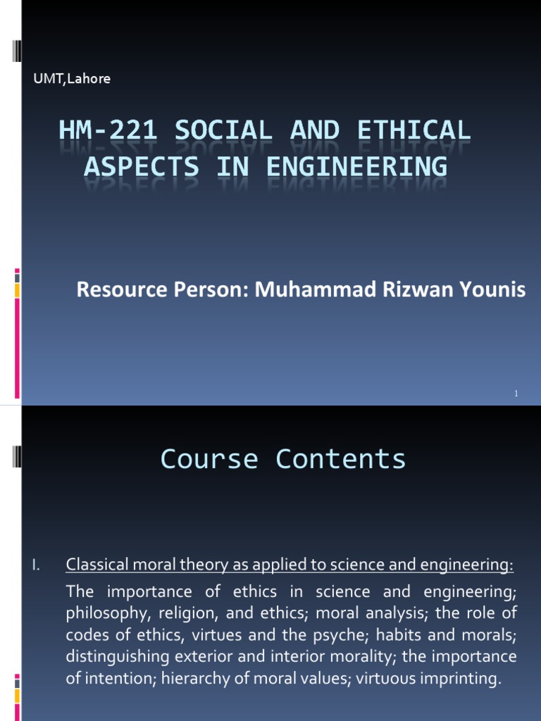 Resource Person: Muhammad Rizwan Younis: UMT, Lahore | PDF | Morality ...