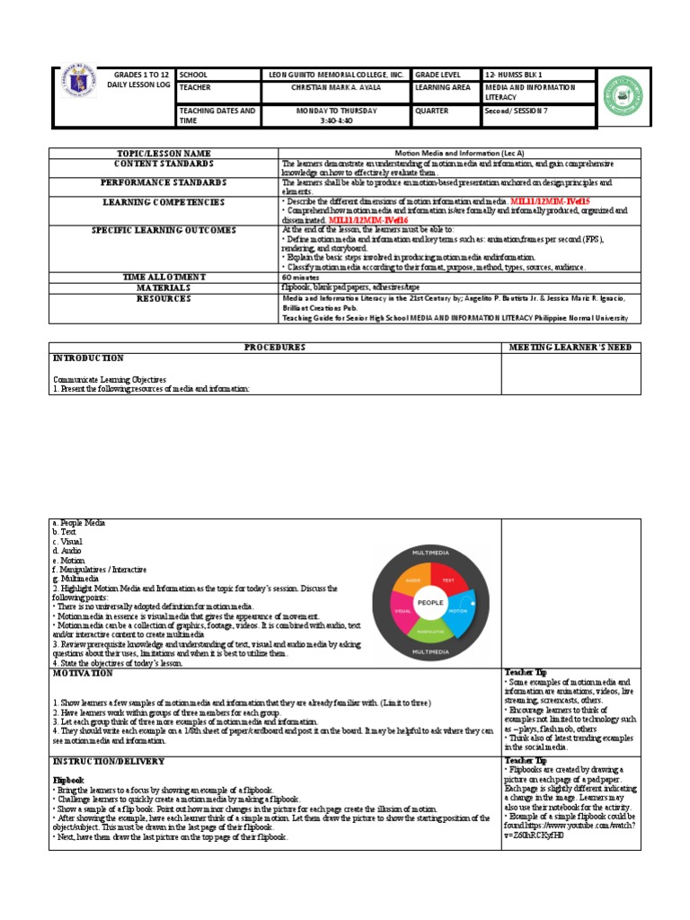 Topic/Lesson Name Content Standards Performance Standards Learning ...