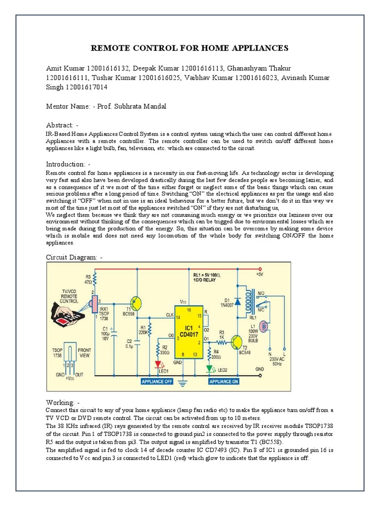 Remote Control For Home Appliances | PDF | Amplifier | Remote Control