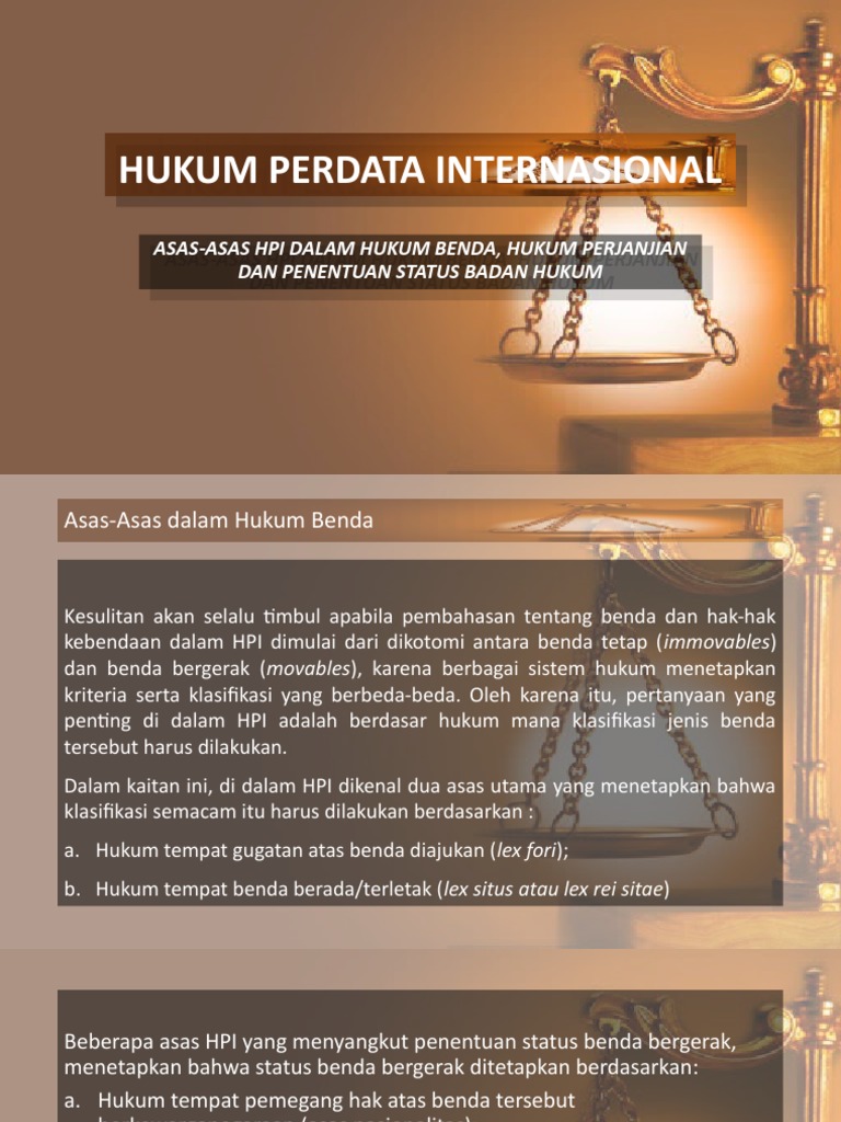 Asas-Asas Hpi Dalam Hukum Benda, Hukum Perjanjian Dan Penentuan Status Badan Hukum | PDF