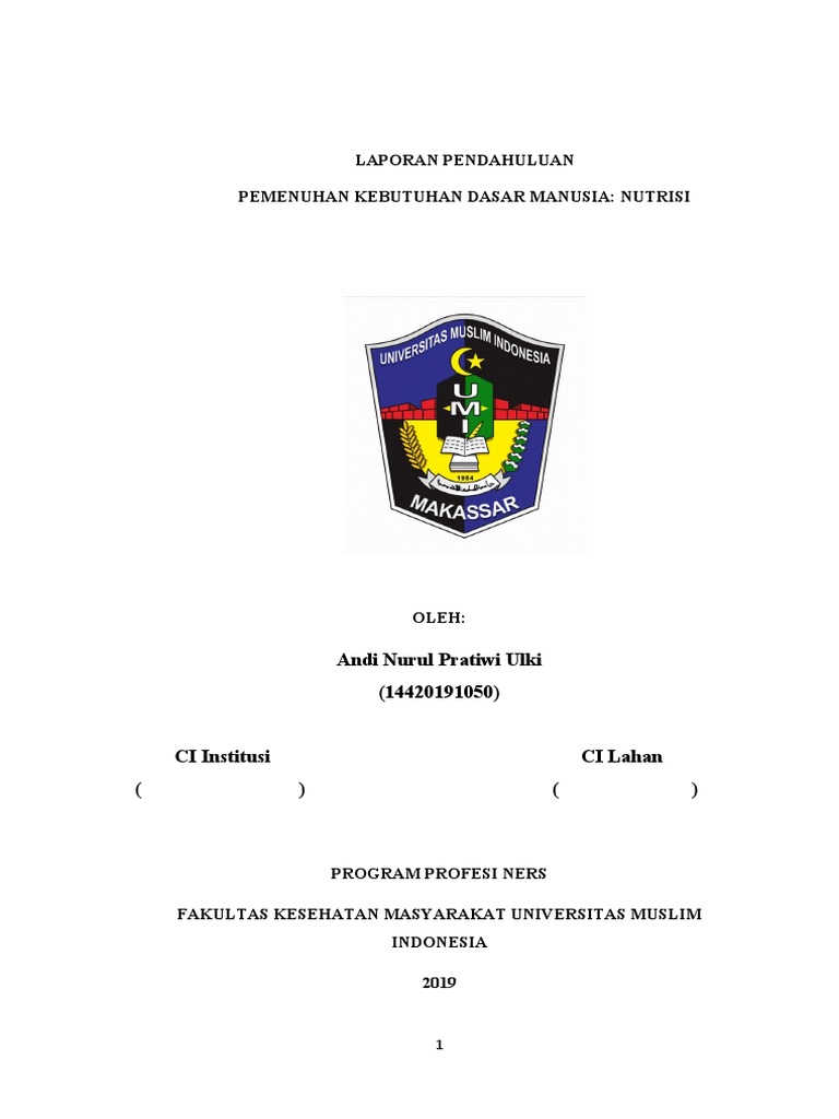 Laporan Kebutuhan Nutrisi Dasar Manusia Pdf