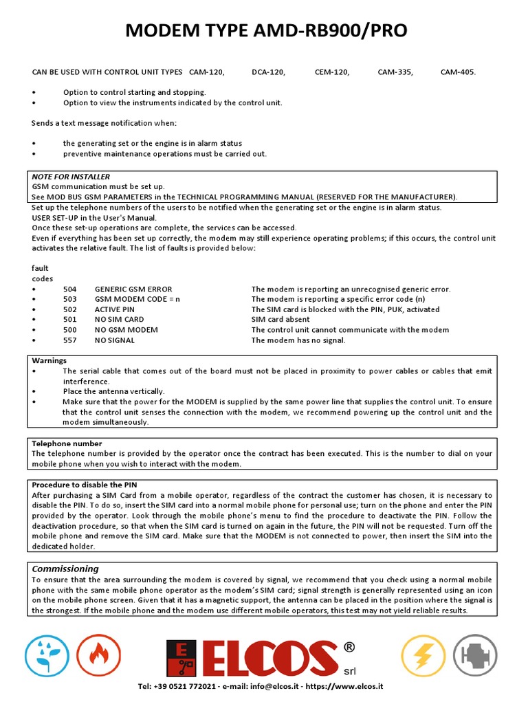 Modem Type Amd-Rb900/Pro: Note For Installer | PDF | Modem | Personal ...
