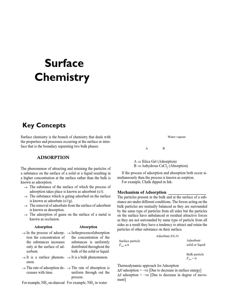 Understanding Surface Chemistry and Adsorption | PDF | Adsorption | Colloid