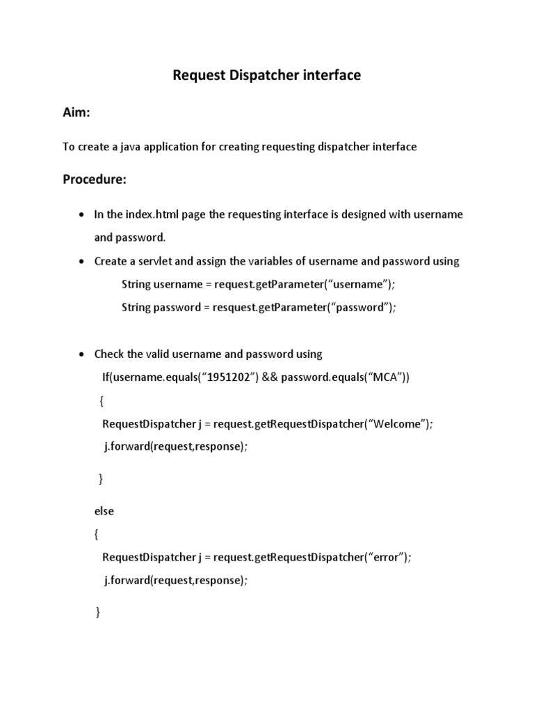 Request Dispatcher Interface | PDF