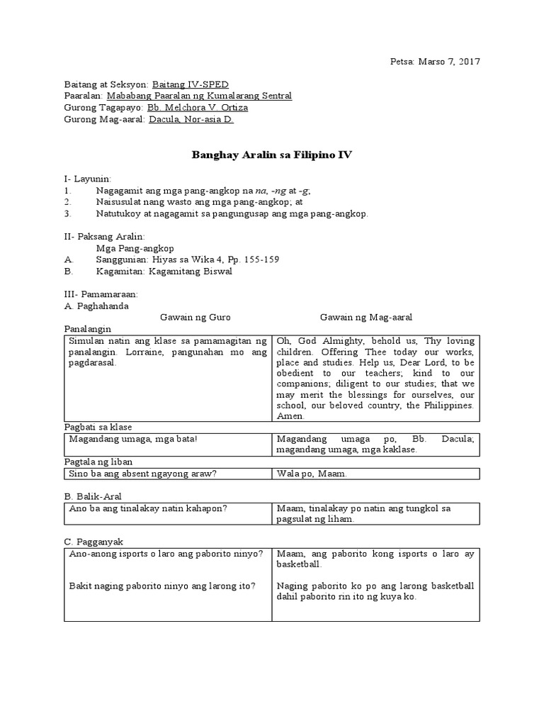 Banghay Aralin FINAL | PDF
