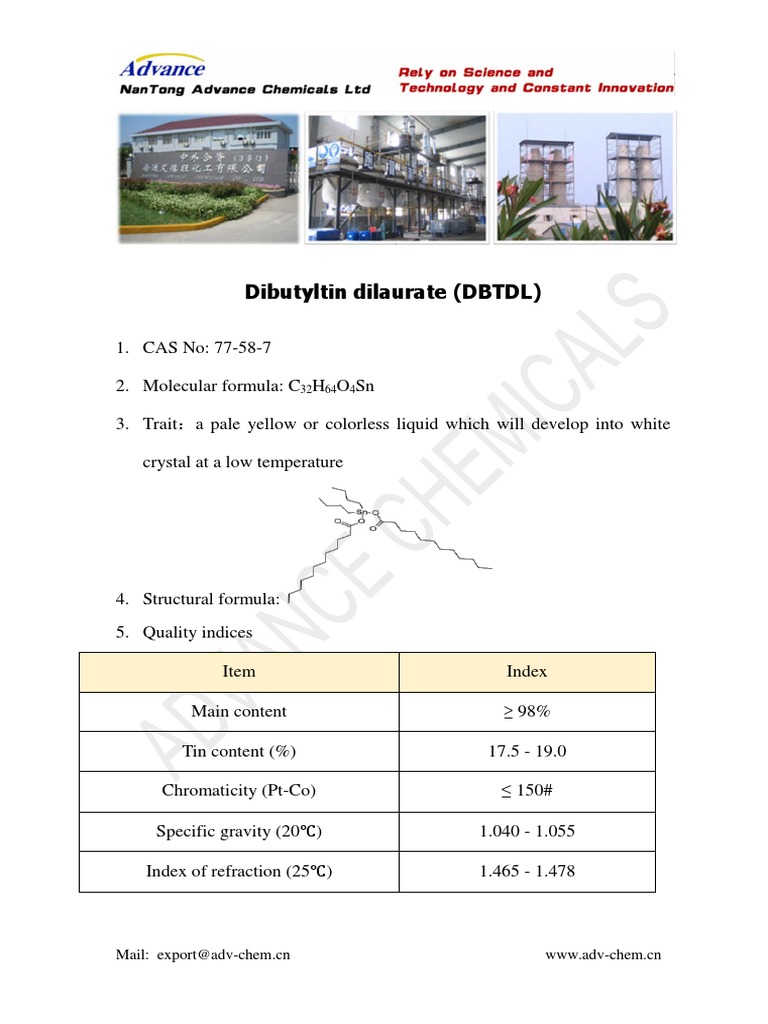 Dibutyltin Dilaurate (DBTDL) | PDF