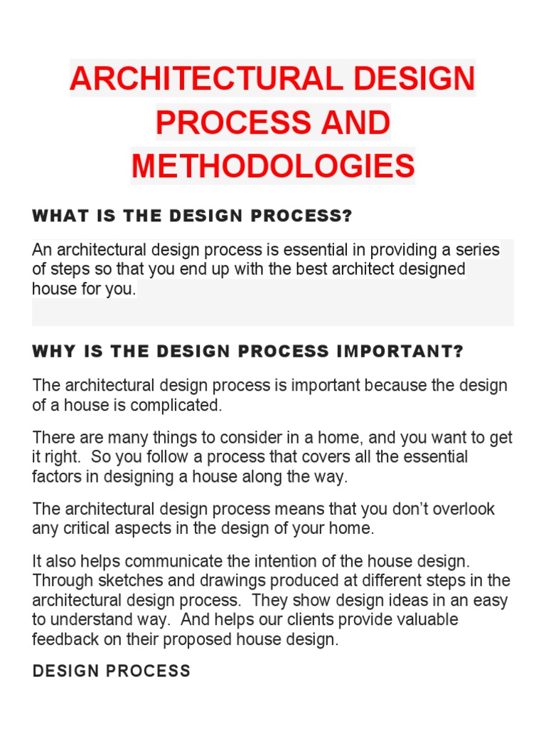 Architectural Design Process and Methodologies | PDF | Design | Goal