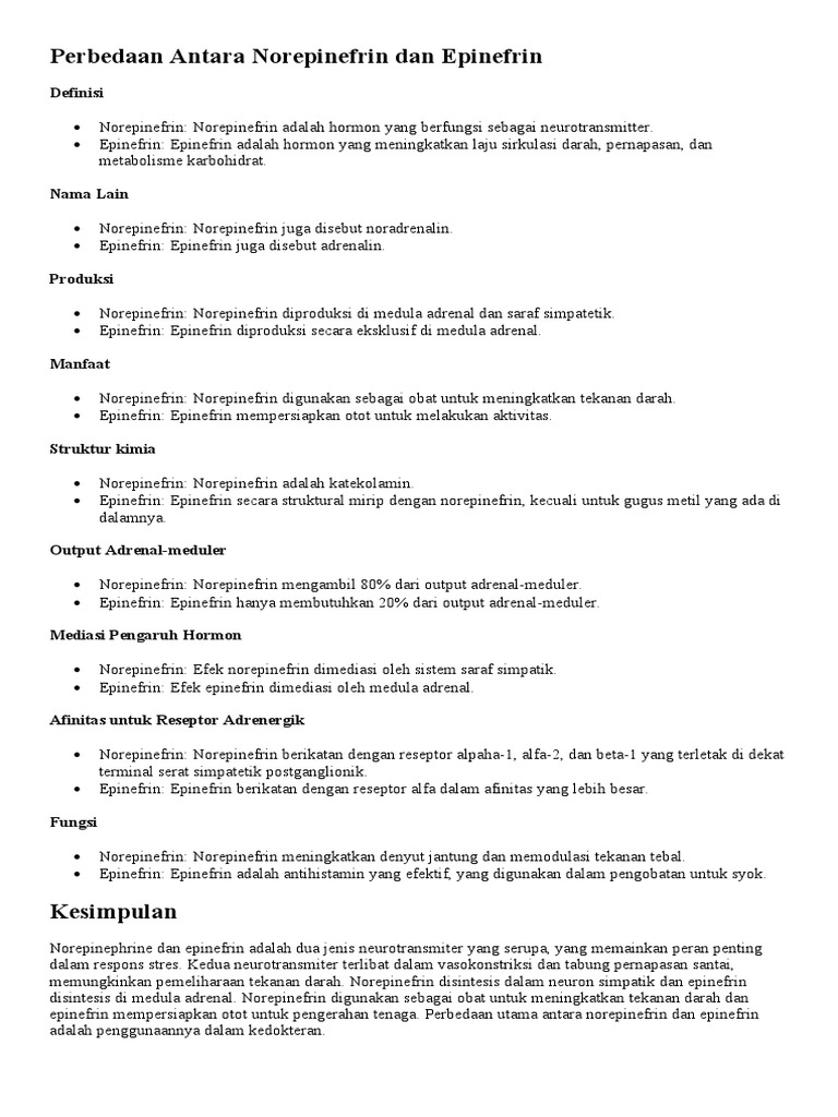 Perbedaan Antara Norepinefrin Dan Epinefrin | PDF | Pengembangan Diri ...