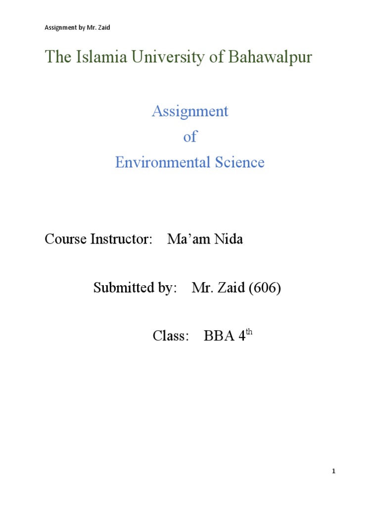 Environmental Science Assignment 01 | PDF | Ecosystem | Waste