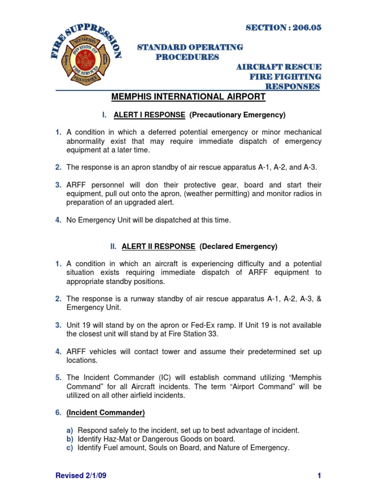 Memphis Airport ARFF SOPs | PDF | Firefighting | Firefighter