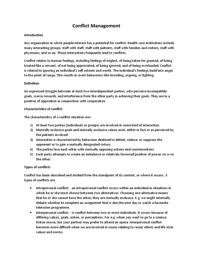 Conflict Management | PDF | Conflict Resolution | Conflict (Process)