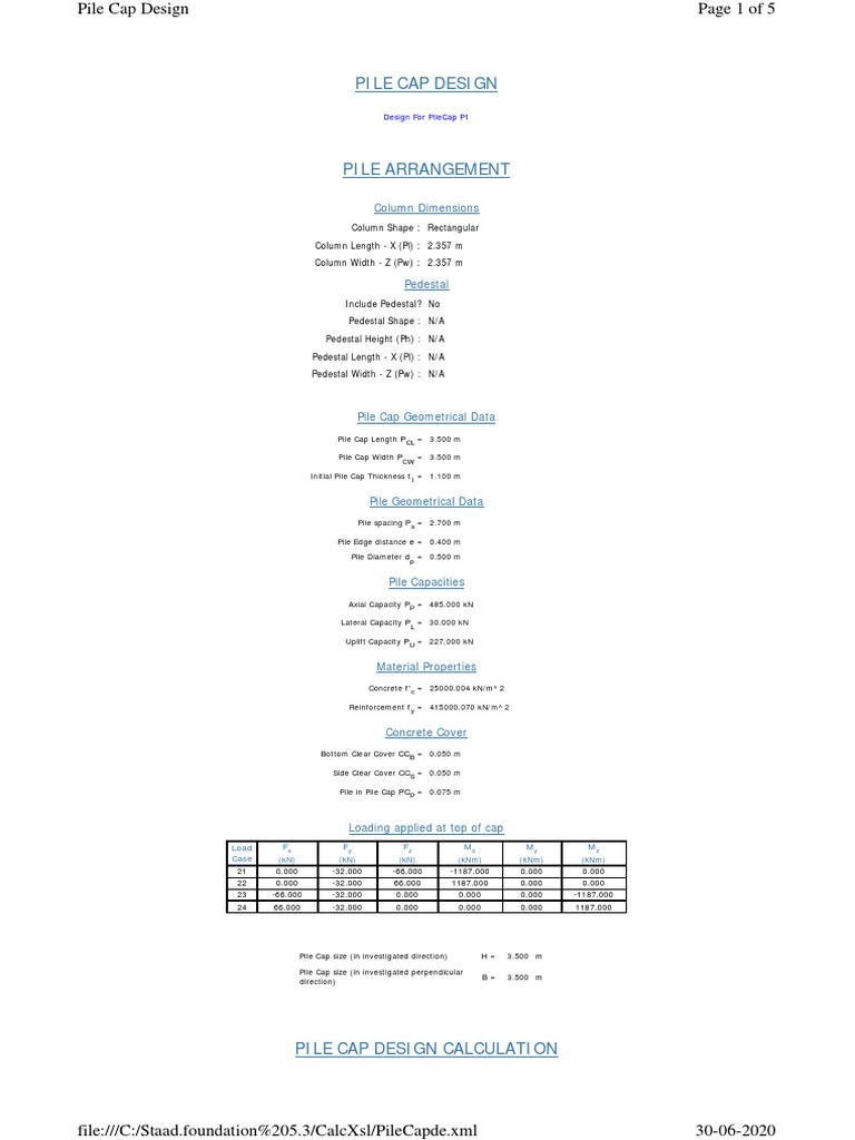Pile Cap Design: Column Dimensions | PDF | Deep Foundation | Column