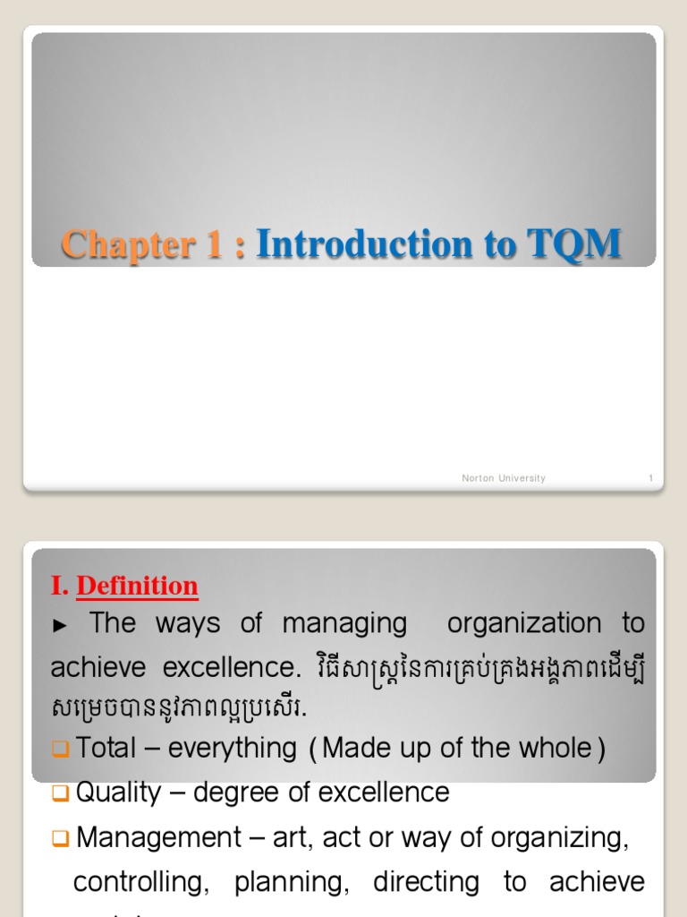 Chapter1 Introduction To TQM-English | PDF | Customer | Business Process