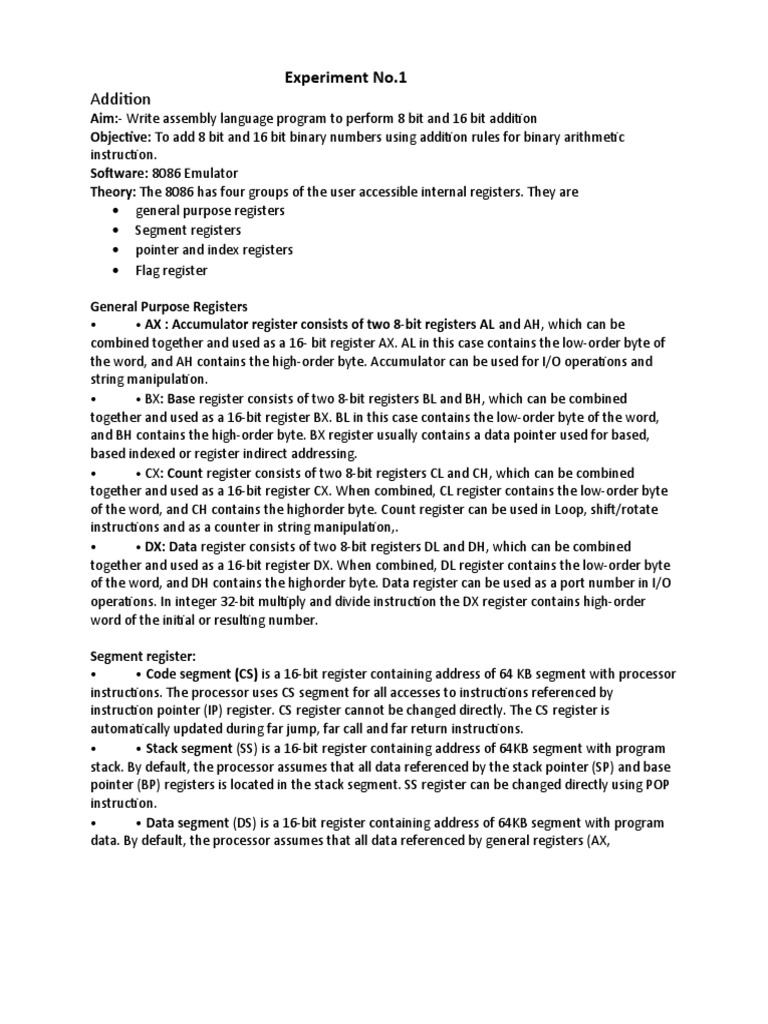 Experiment No1-4 | PDF | Assembly Language | Pointer (Computer Programming)