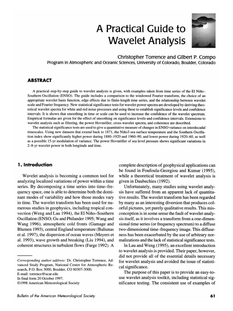 The Guide To Wavelet Analysis | PDF | Wavelet | Spectral Density