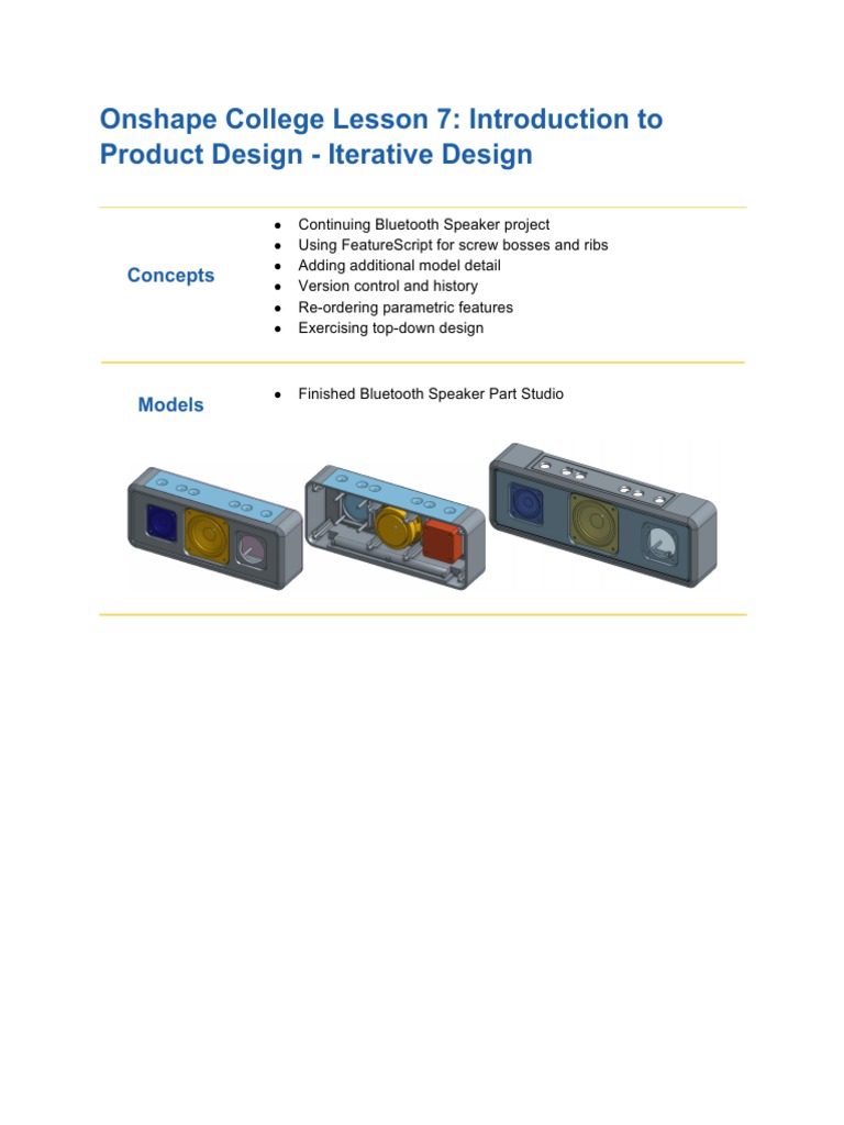 Onshape Bluetooth Speaker Design Guide | PDF | Extrusion | Computing
