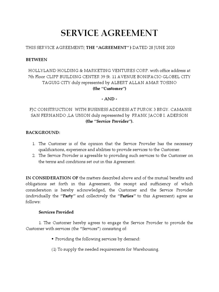 General Service Agreement Sample | Download Free PDF | Arbitration ...