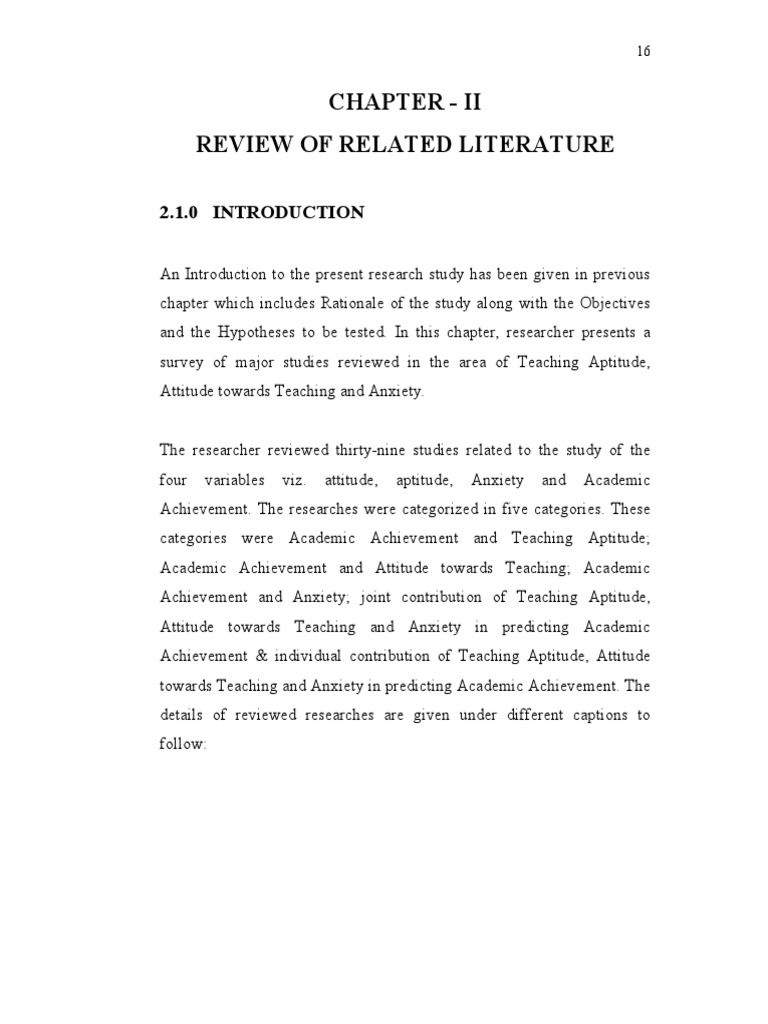 Chapter - Ii Review of Related Literature | PDF | Teachers | Attitude ...